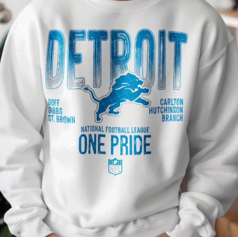 Detroit "One Pride" Crewneck in White – Grande Trunke Home