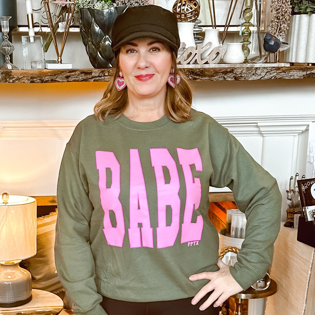 BABE Crewneck - Olive Green – Grande Trunke Home
